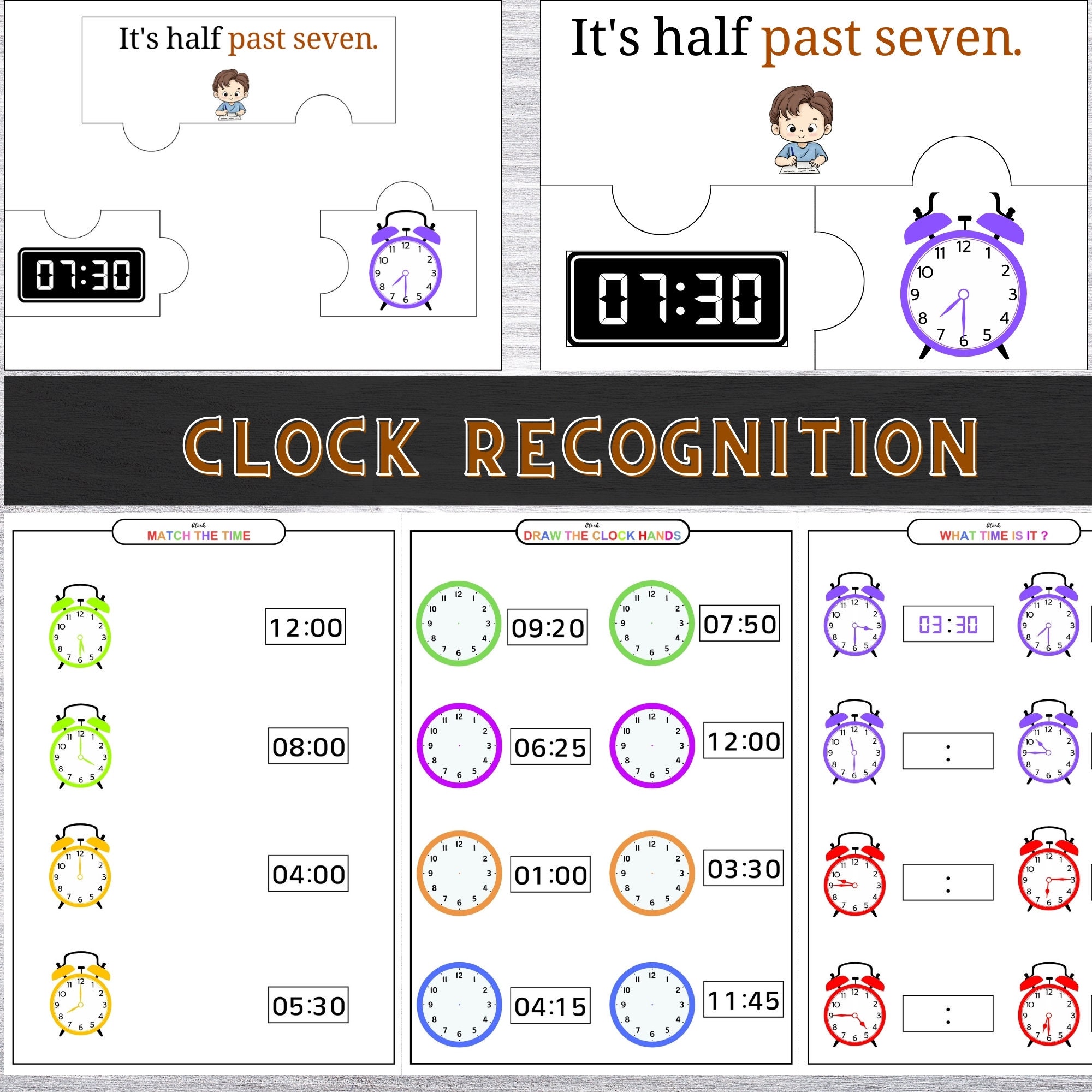 Learning Clock Kid Activity Diy Clock for Kid Montessori Toddler Kids ...