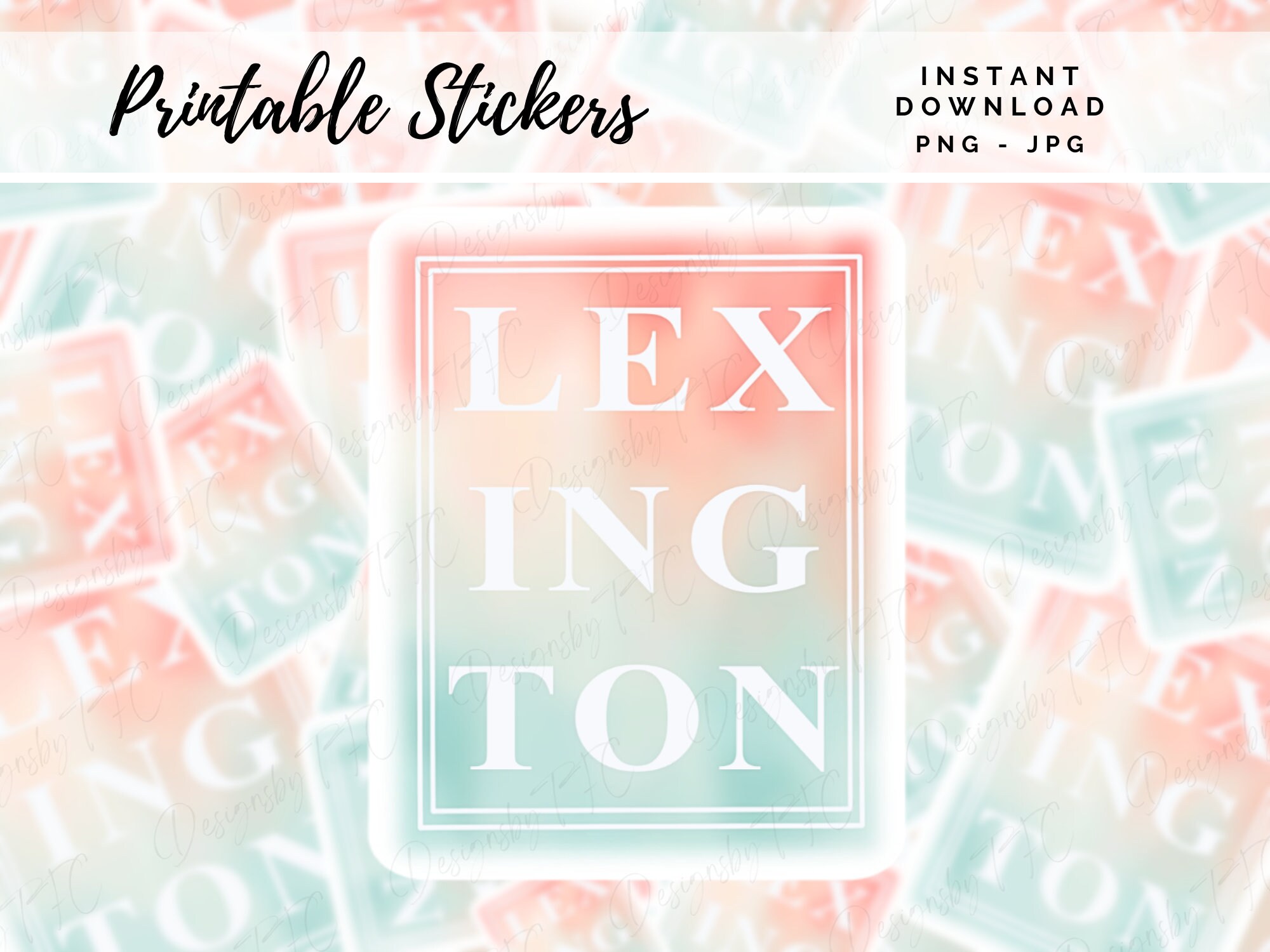 Lexington Sticker Png, Printable Sticker, Print and Cut, Instant ...