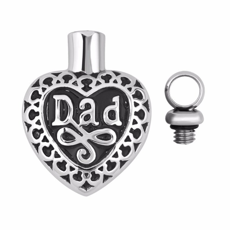 Dad Heart Cremation Urn Necklace, Stainless Steel Memorial Keepsake - Etsy