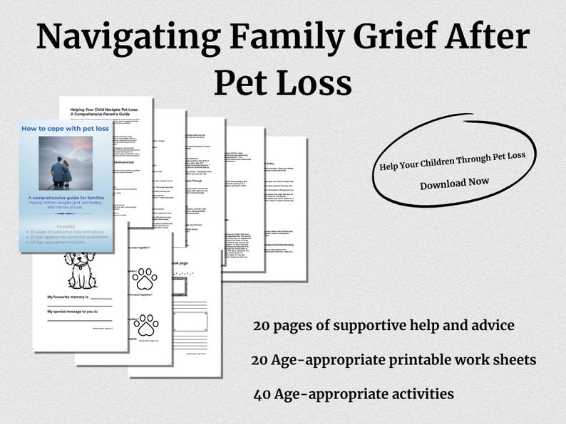 Pet Loss Guide for Children, Family Grief Activities (PDF Download) - Etsy