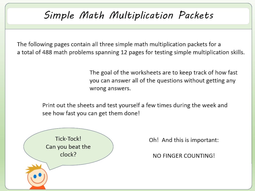 Simple Math Multiplication Packet 1-3 - Etsy