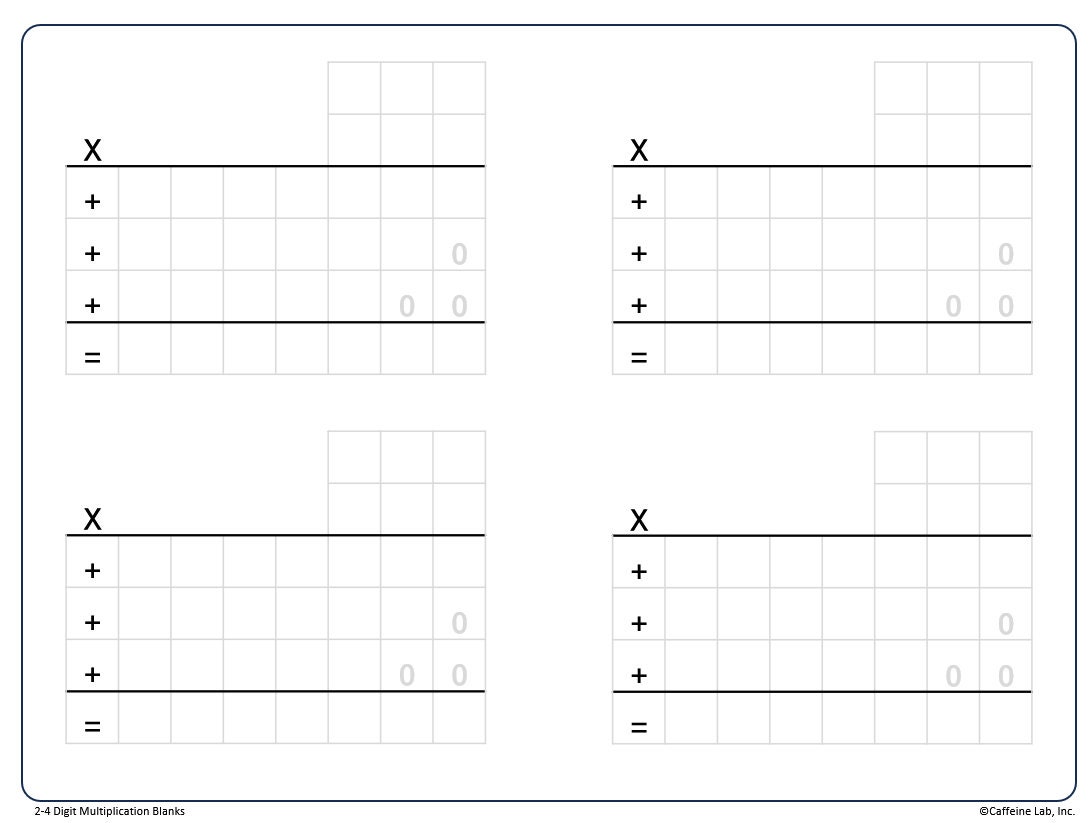 Blank Multiplication Worksheet - Etsy