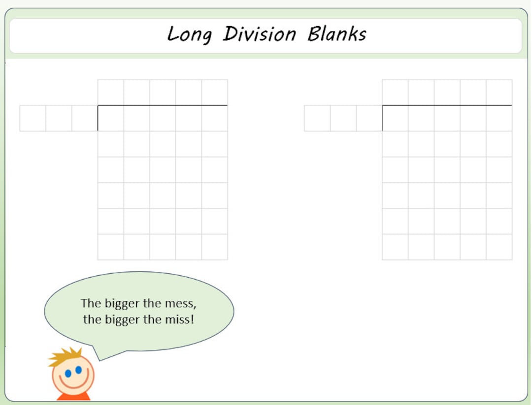Blank Long Division (2-3 Numbers) - Etsy