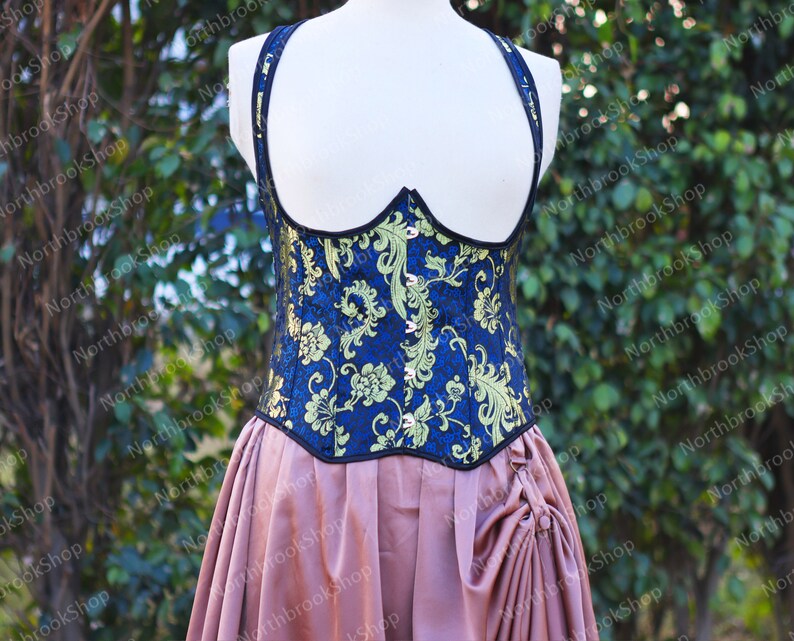 Medieval Floral Underbust Corset, Renaissance Plus Size Cupless Corset ...