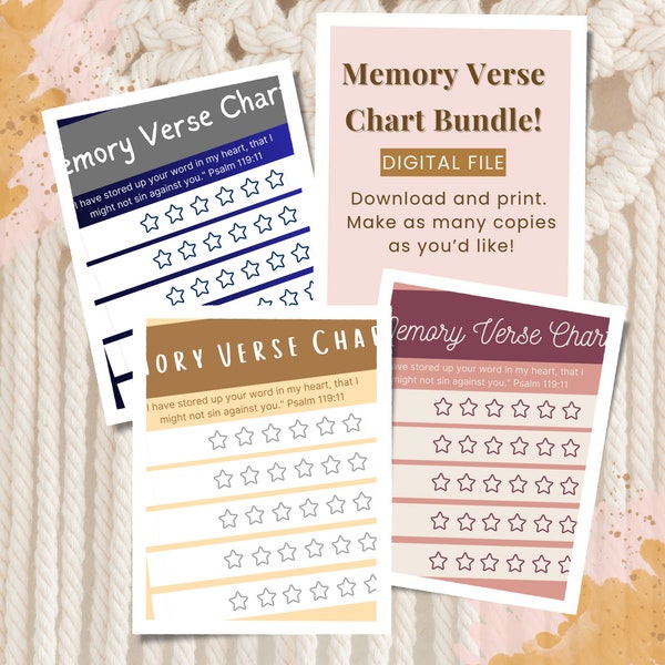 Bible Memory Verse Chart for Kids - Etsy