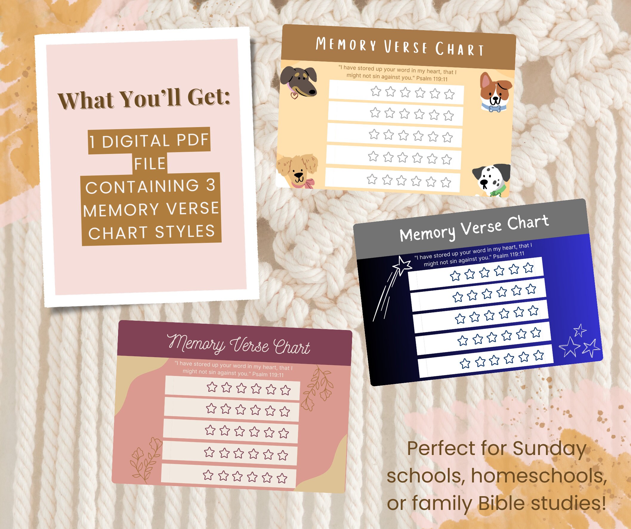 Kids Memory Verse Chart Bundle Bible Printables Children's Sunday ...