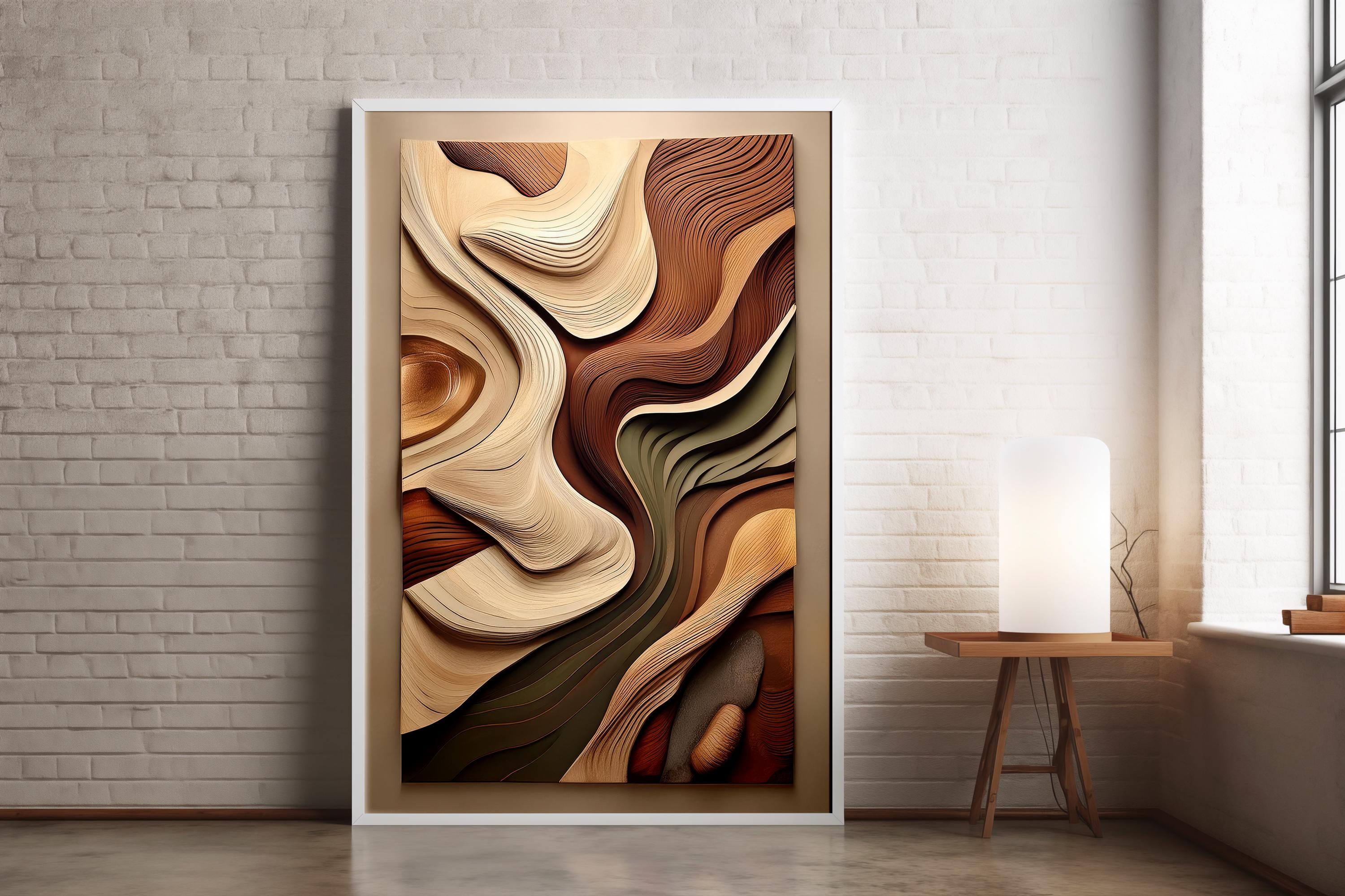 3D Abstract Earth Tone Wall Art: Modern Home Decor (digital Download ...