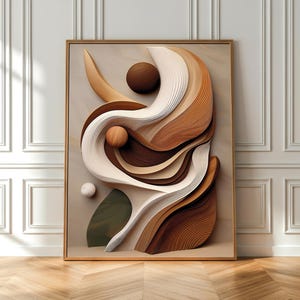 3D Abstract Art Print: Earth Tone Organic Shapes (digital Download) - Etsy