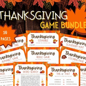 Thanksgiving Printable Games Holiday Activity Bundle Turkey - Etsy