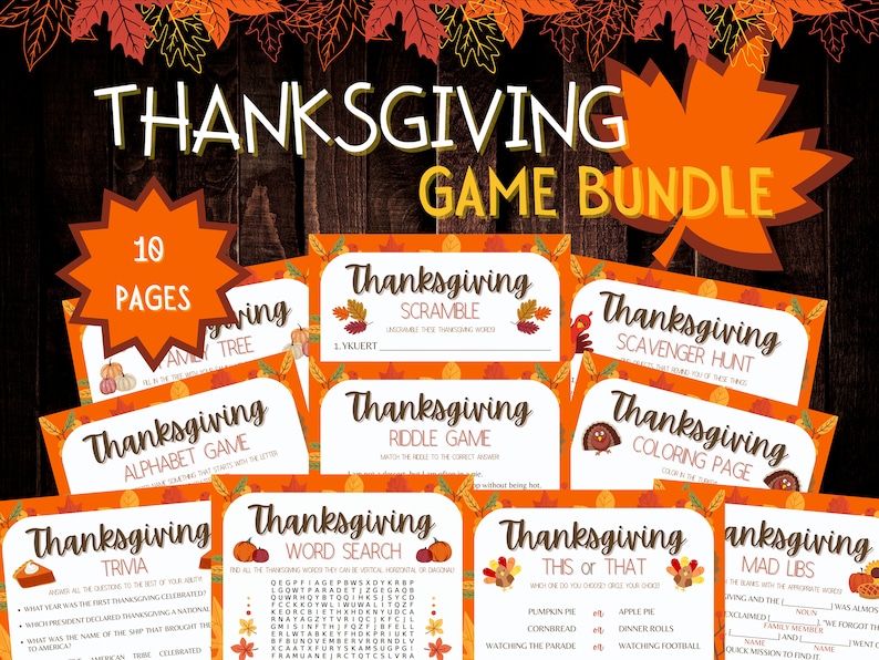 Thanksgiving Printable Games Holiday Activity Bundle Turkey - Etsy