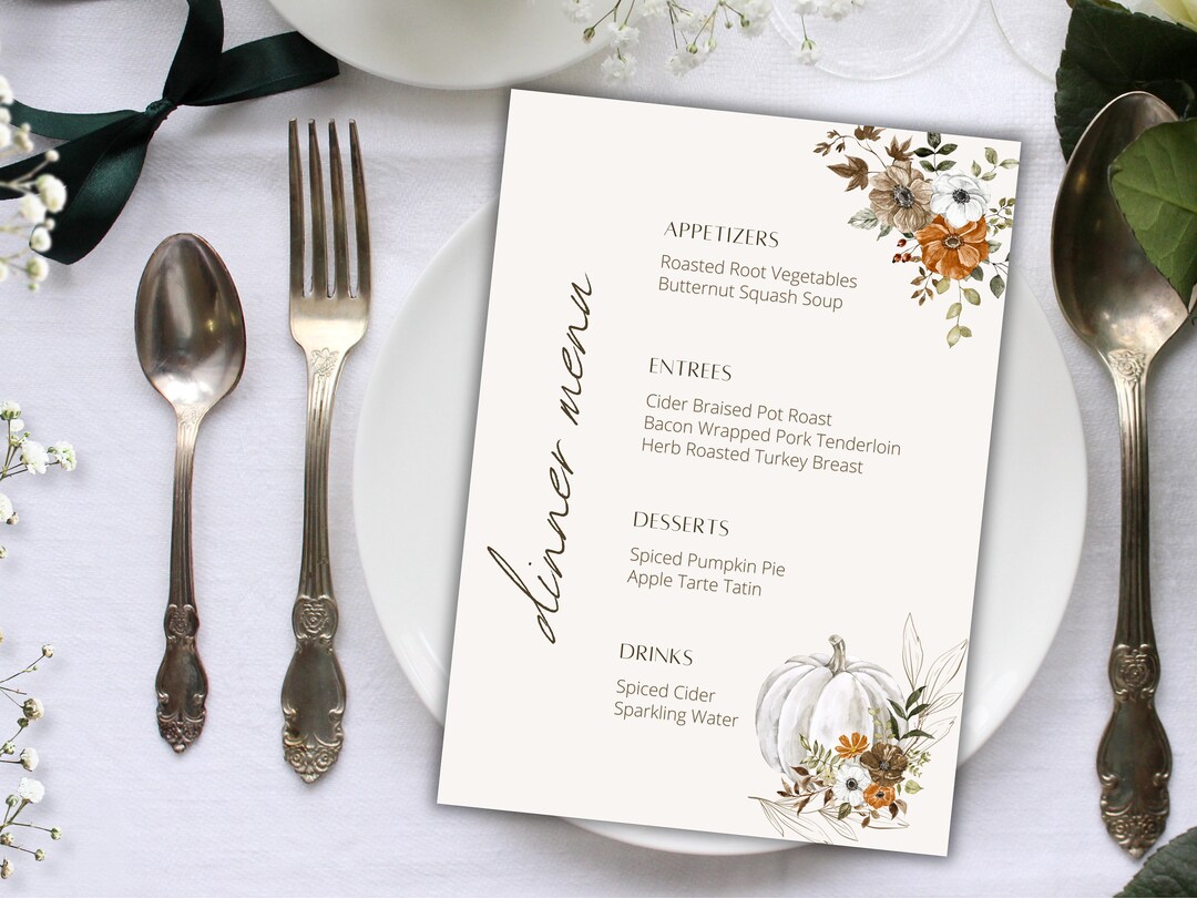 Classy Dinner Menu Elegant Wedding Rehearsal Invite Party Modern ...