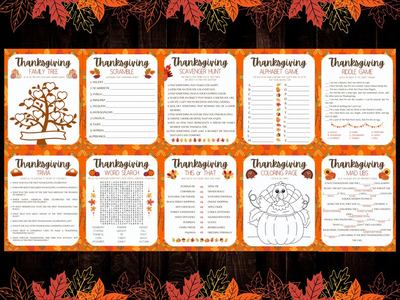 Thanksgiving Printable Games Holiday Activity Bundle Turkey - Etsy
