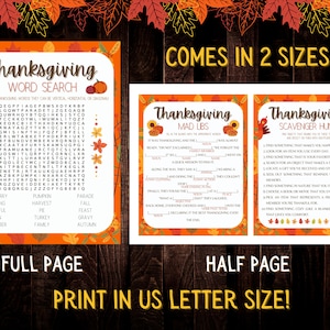 Thanksgiving Printable Games Holiday Activity Bundle Turkey - Etsy