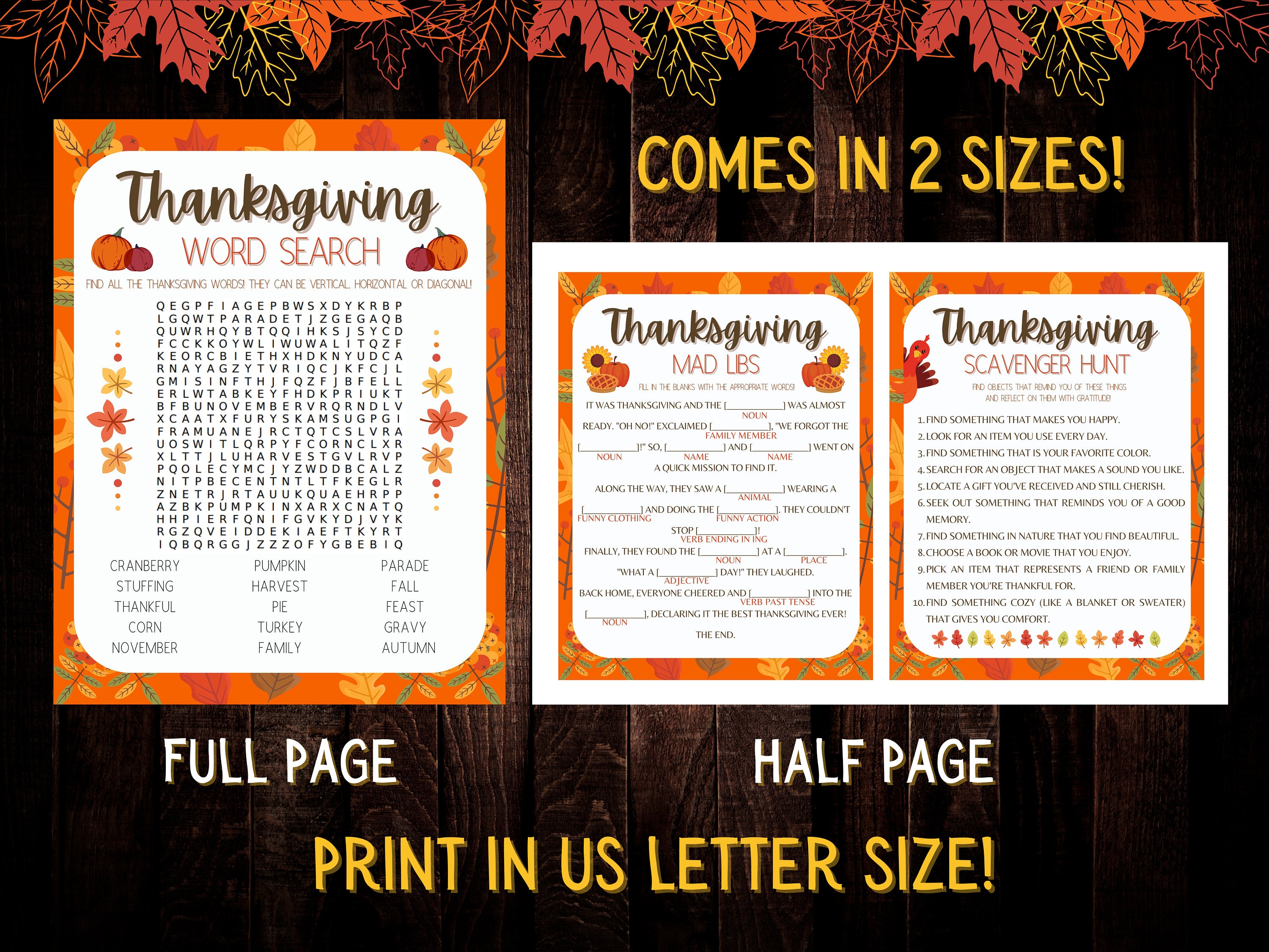 Thanksgiving Printable Games Holiday Activity Bundle Turkey - Etsy