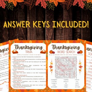 Thanksgiving Printable Games Holiday Activity Bundle Turkey - Etsy