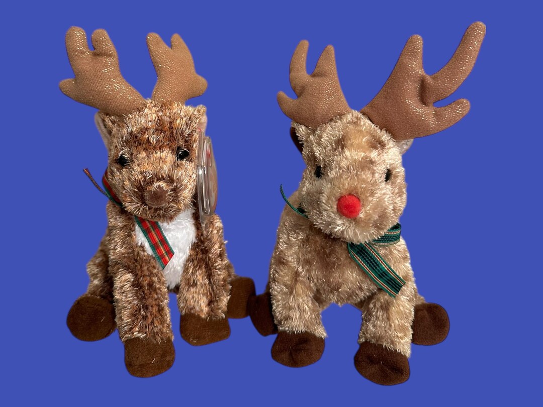 TY Beanie Babies - Rooftop and Rudy the Reindeer (6.5-7''). Mint ...