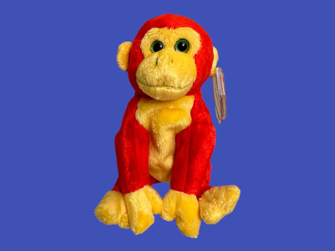 TY Beanie Babies - Chopstix, the Red an Yellow Monkey (6"). Mint ...