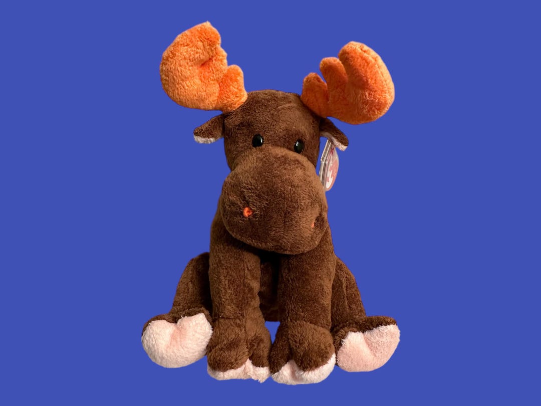 TY Pluffies - Lumpy the Brown Moose With Orange Antlers (9"). Mint ...