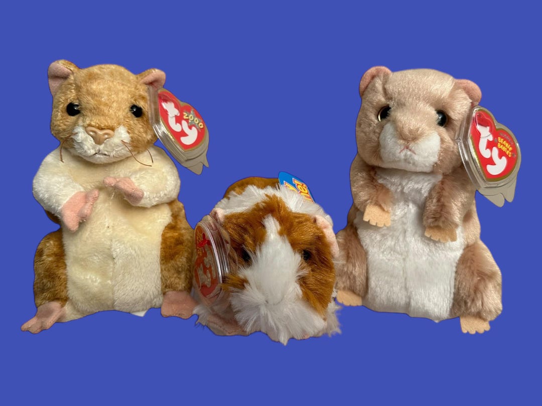 TY Beanie Babies - Pellet, Fluffball and Pecan the Hamsters (6'). Mint ...