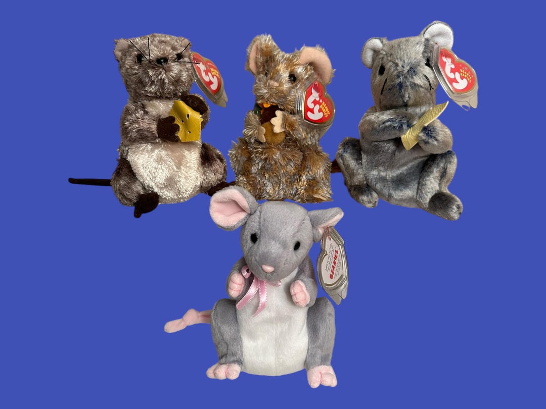 TY Beanie Babies - Cheesly, Oakdale, Cheddar and Breadcrumbs the Mice ...