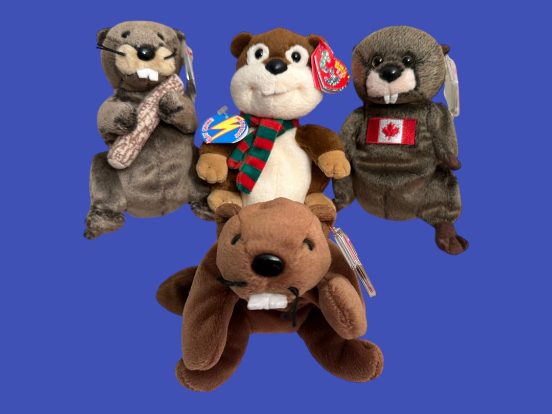 TY Beanie Babies - Lumberjack, Yule, Timbers and Bucky the Beavers (6-8 ...