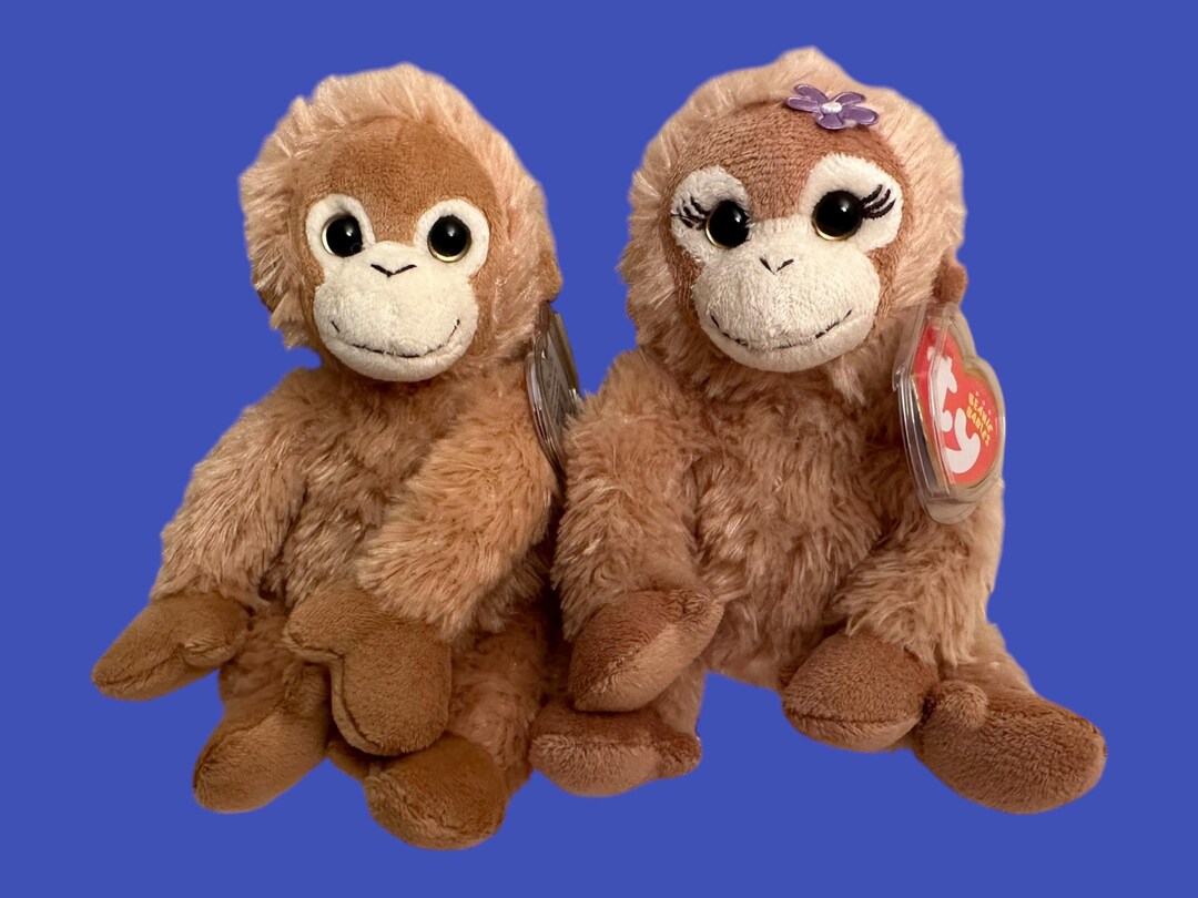 TY Beanie Babies - Bongo Big Eyes the Monkey and Missy the Orangutan (7 ...