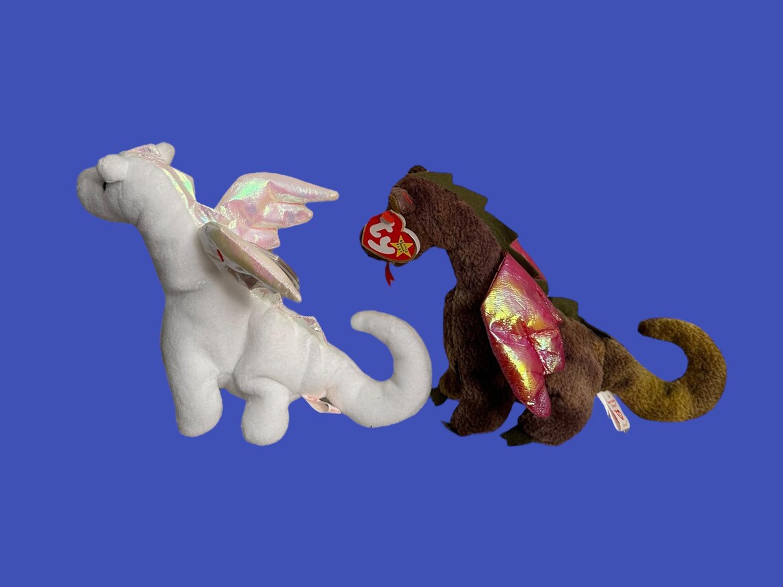 TY Beanie Babies - Magic the White Dragon and Scorch the Dragon ...