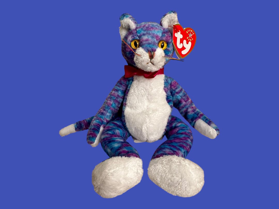 TY Beanie Babies - Kooky the Blue and Purple Cat (9''). Mint Condition ...