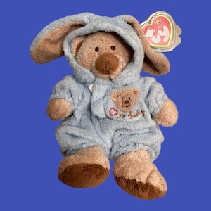 TY BABY Collection Baby Blue Bear With Removable Blue Bunny Pajamas 7 ...