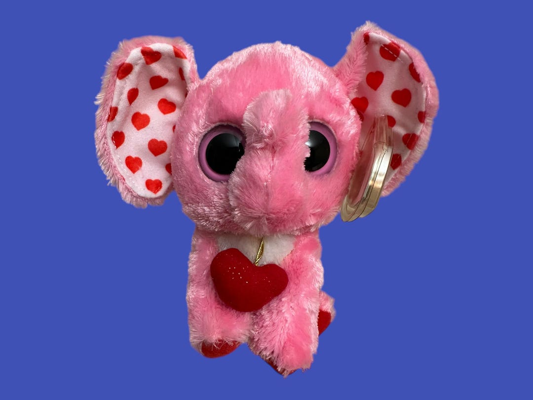 TY Beanie Boos - Tender the Pink Valentine's Day Elephant With Hearts ...