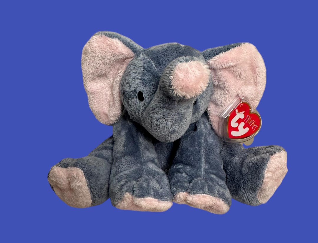 TY Pluffies Winks the Grey and Pink Elephant 10. Mint Condition. - Etsy