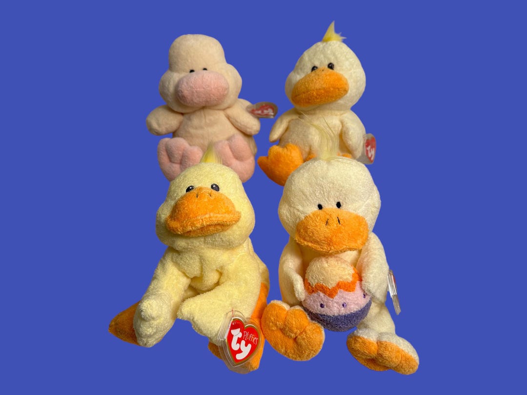 TY Pluffies - Puddles, Waddler, Ducky and Quackies the Ducks (9"). Mint ...