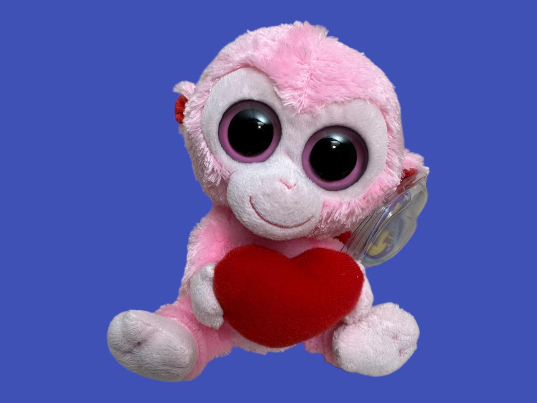 TY Beanie Boos - Julep the Pink Valentine's Day Monkey Holding a Heart ...