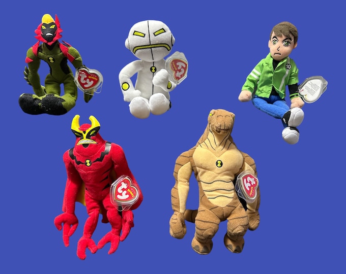 TY Beanie Babies - Ben 10 (swampfire, Echo Echo, Ben Tennyson, Jet Ray ...