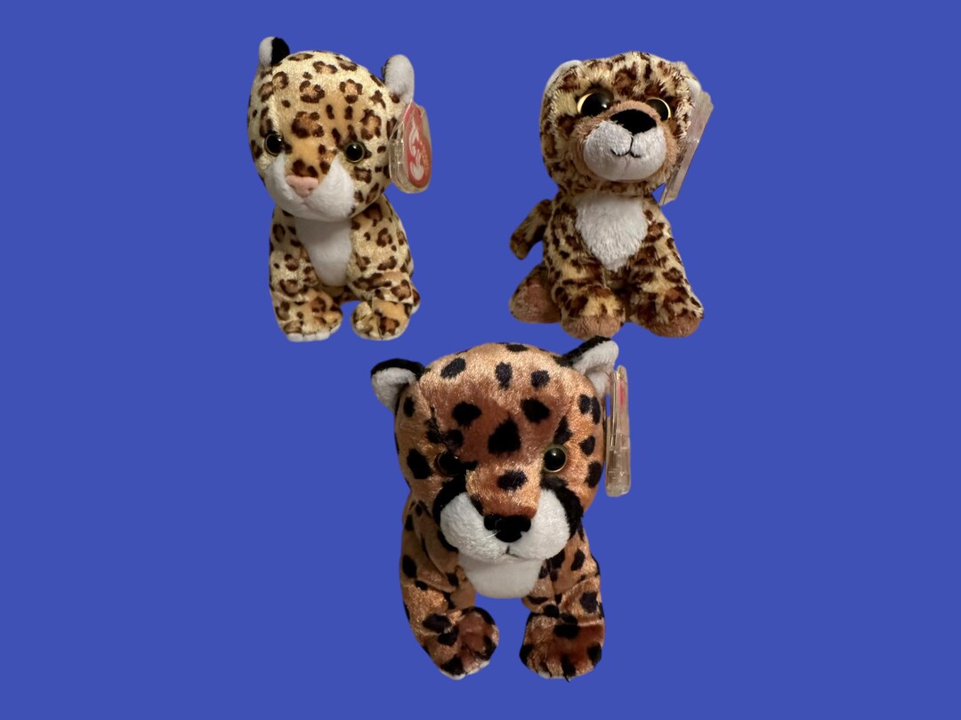 TY Beanie Babies - Leelo the Cheetah, Spotter Big Eyes the Leopard and ...