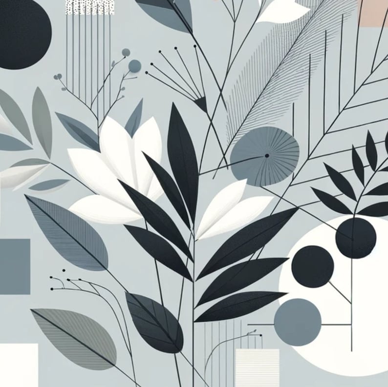 Geometric Flora | Simple Abstract Plant Art | INSTANT DOWNLOADABLE ...