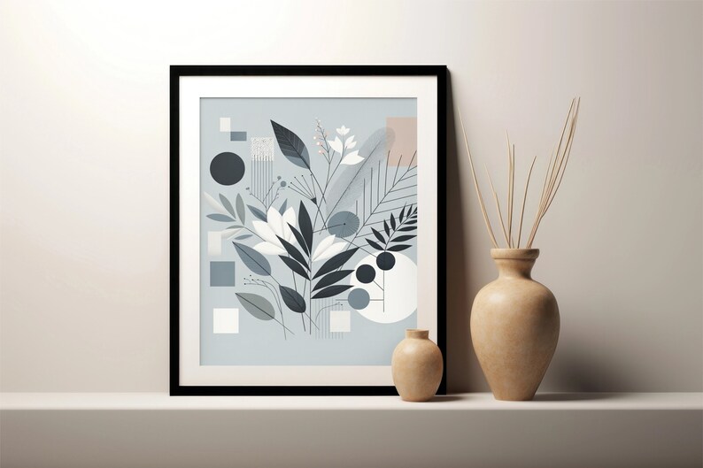 Geometric Flora | Simple Abstract Plant Art | INSTANT DOWNLOADABLE ...