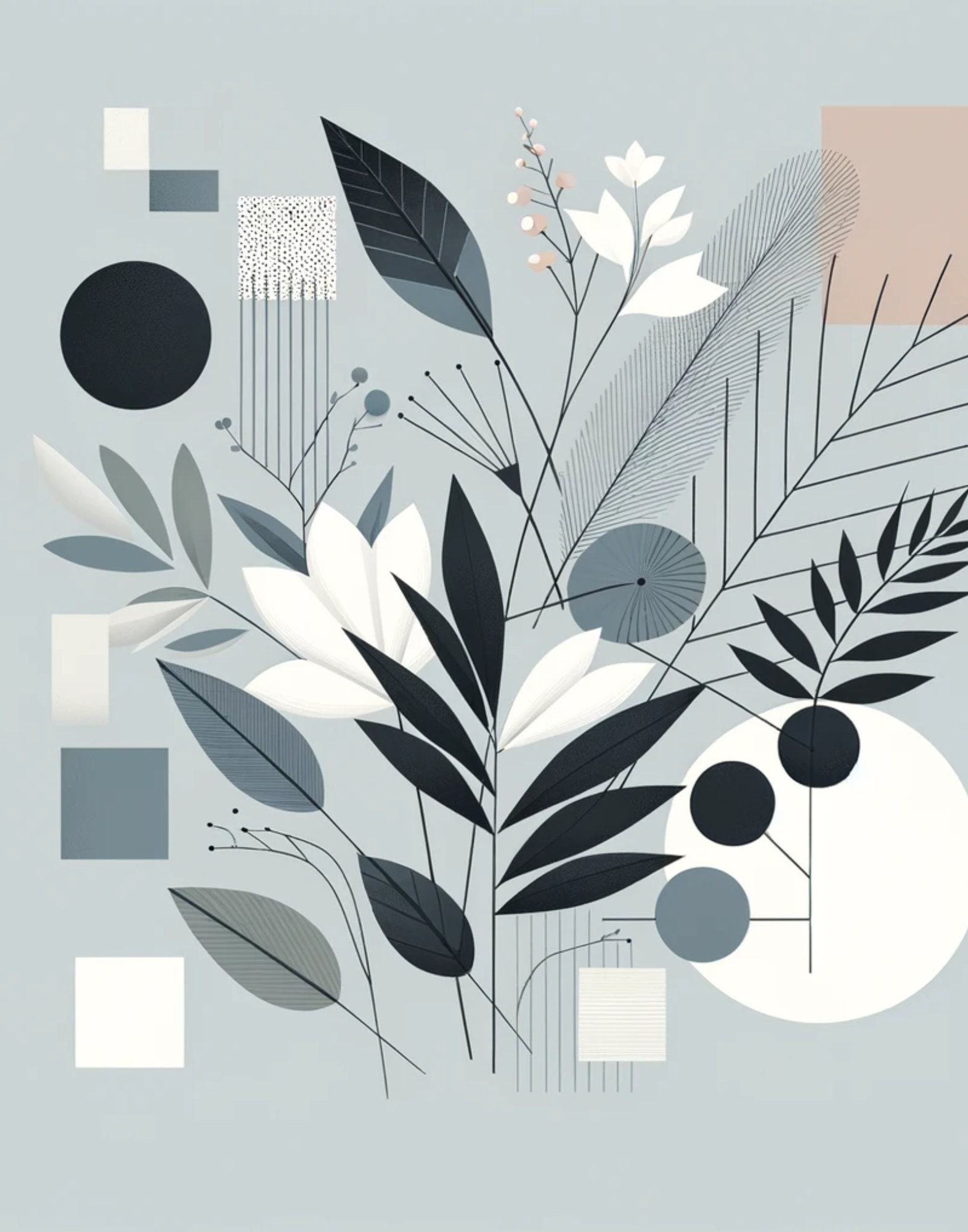 Geometric Flora | Simple Abstract Plant Art | INSTANT DOWNLOADABLE ...