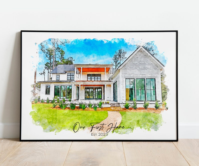 Custom House Drawing, Custom House Portrait, House Portrait From Photo ...