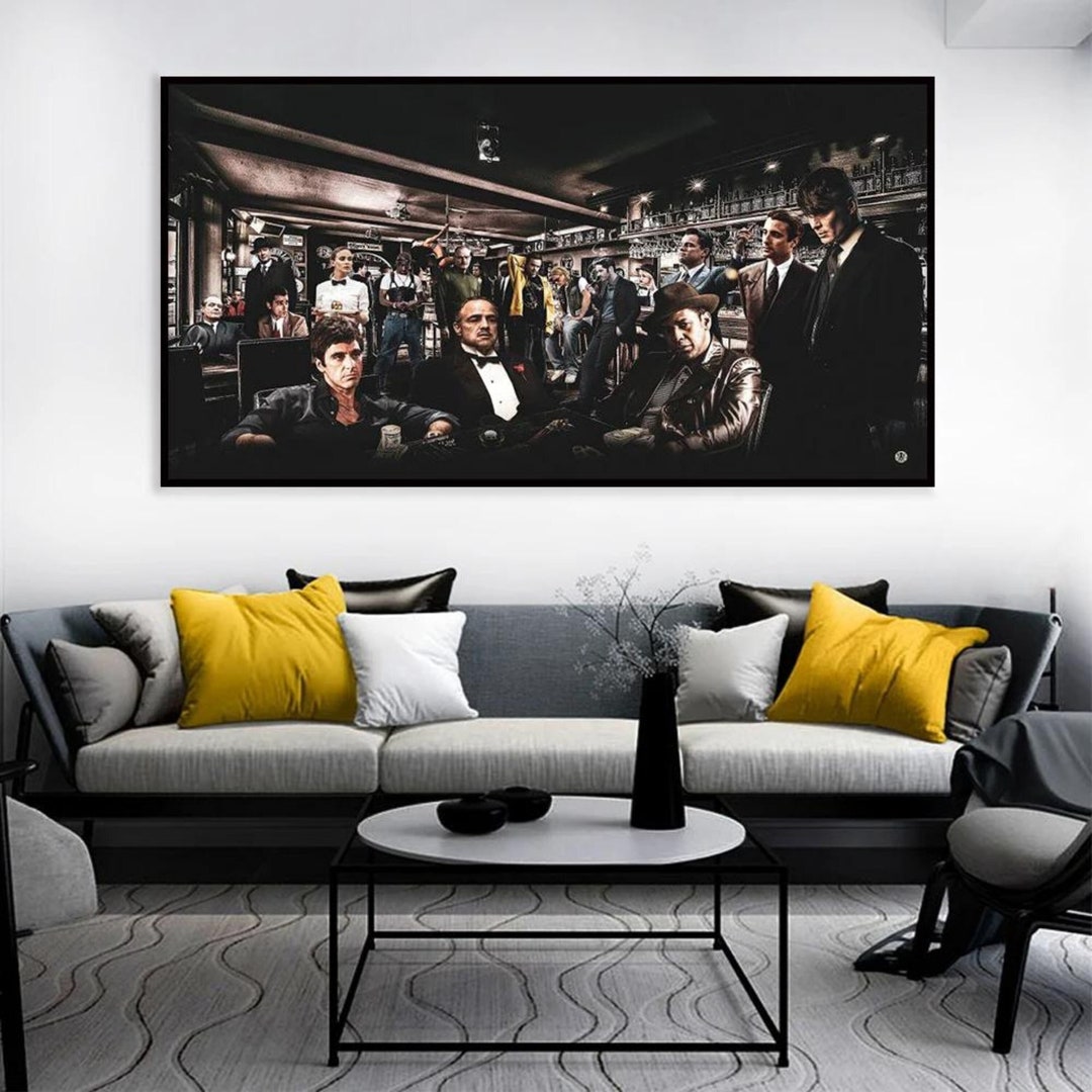Mafia Bar Canvas Painting Gangster Table Movie Poster - Etsy