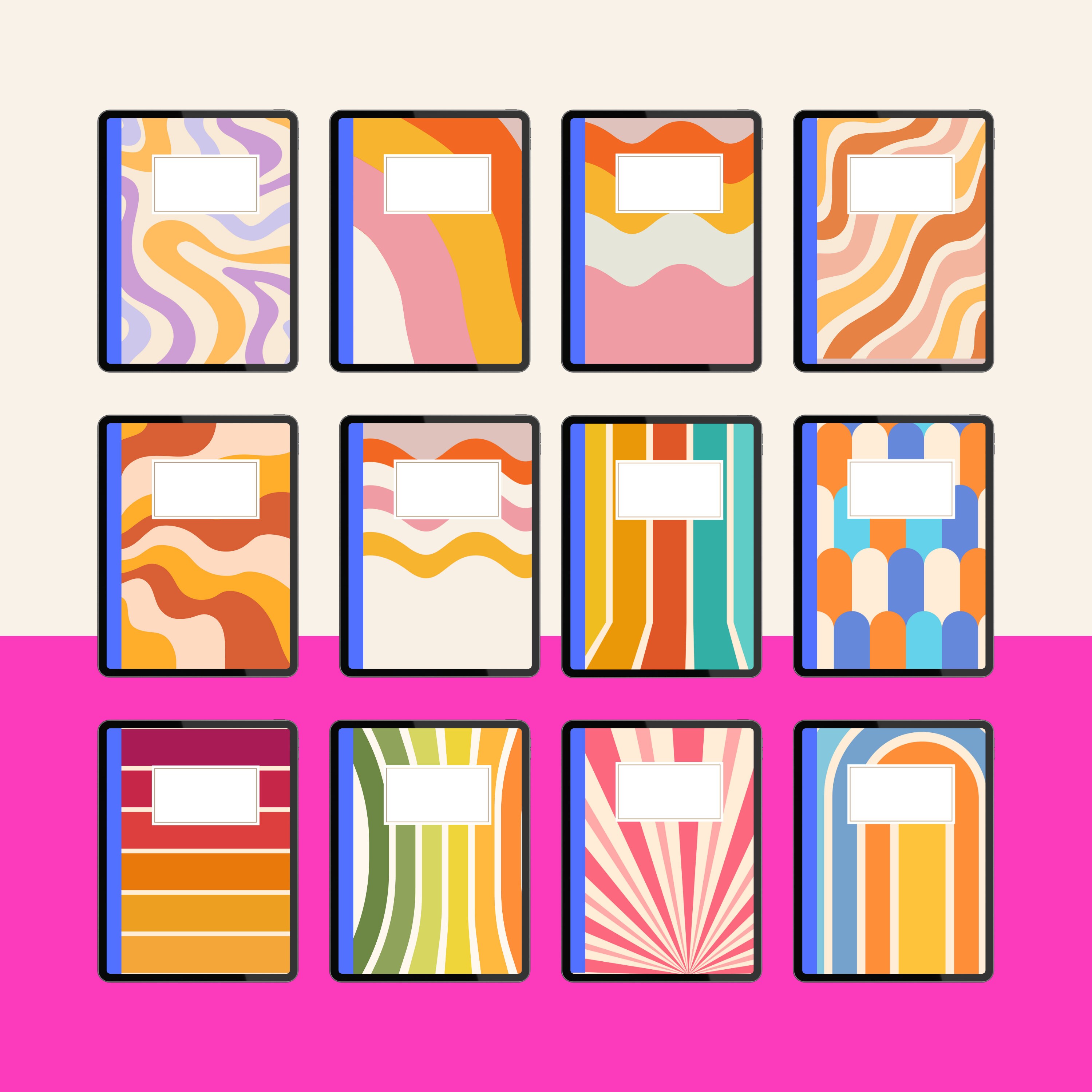 Gradient 70s Aesthetic Retro Cute Digital Notebook Cover Groovy Digital ...