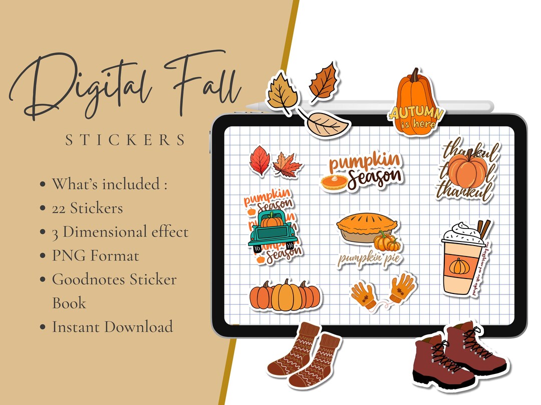 Clipart Fall Digital Stickers for iPad Goodnotes Planner High ...
