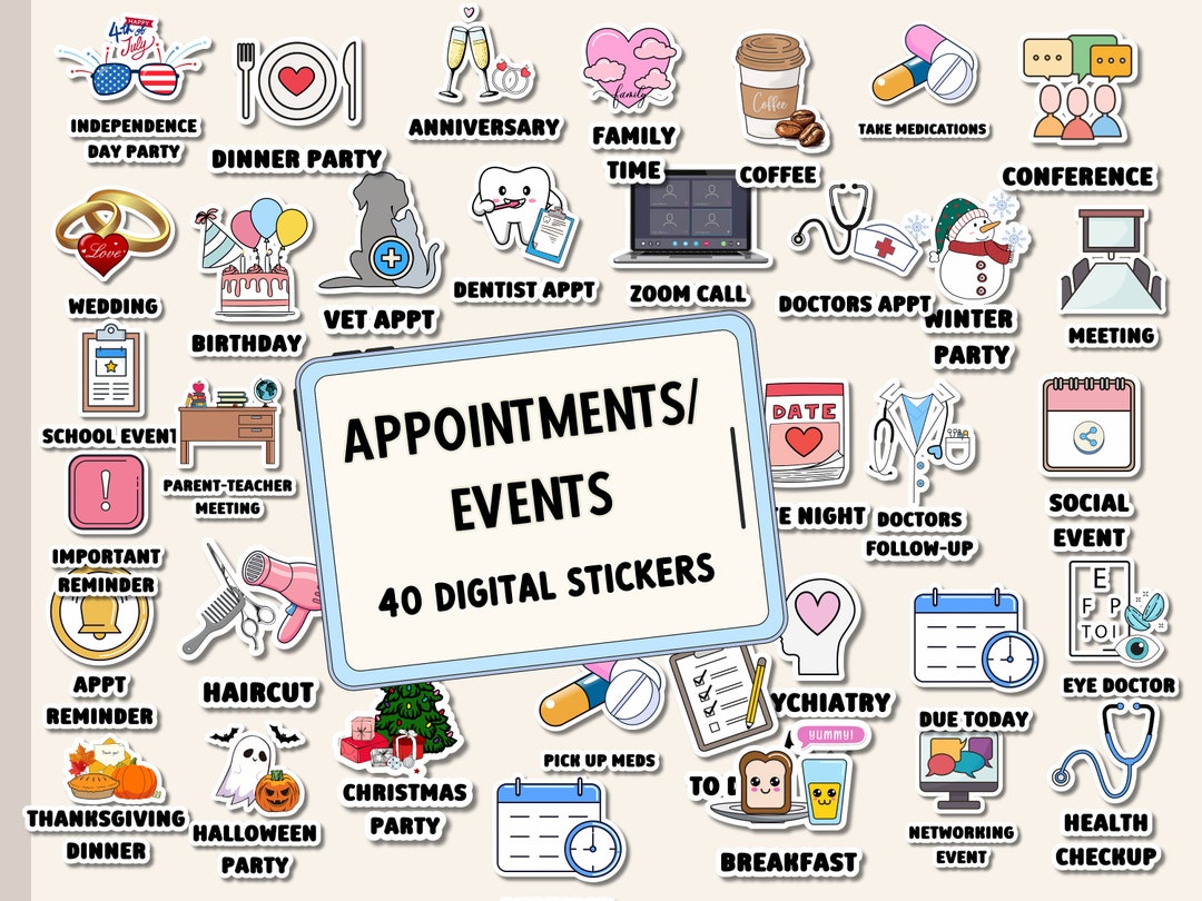 3D Appointments & Events Digital Planner Stickers for Goodnotes (PNG ...