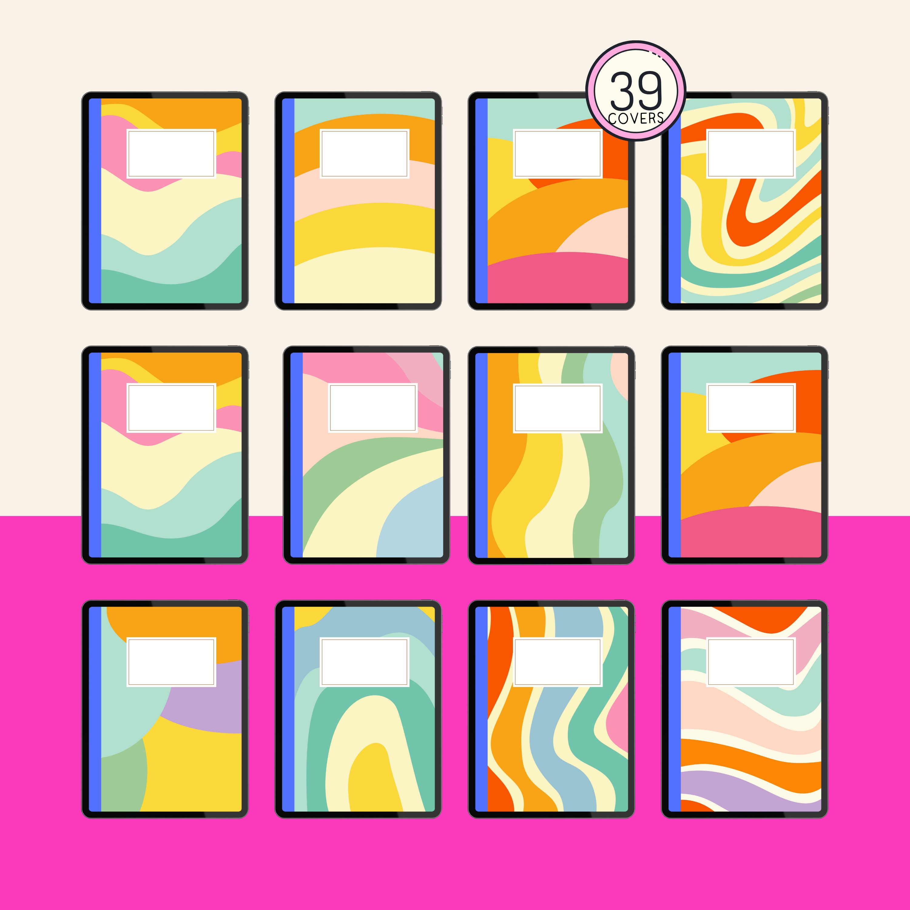 Gradient 70s Aesthetic Retro Cute Digital Notebook Cover Groovy Digital ...