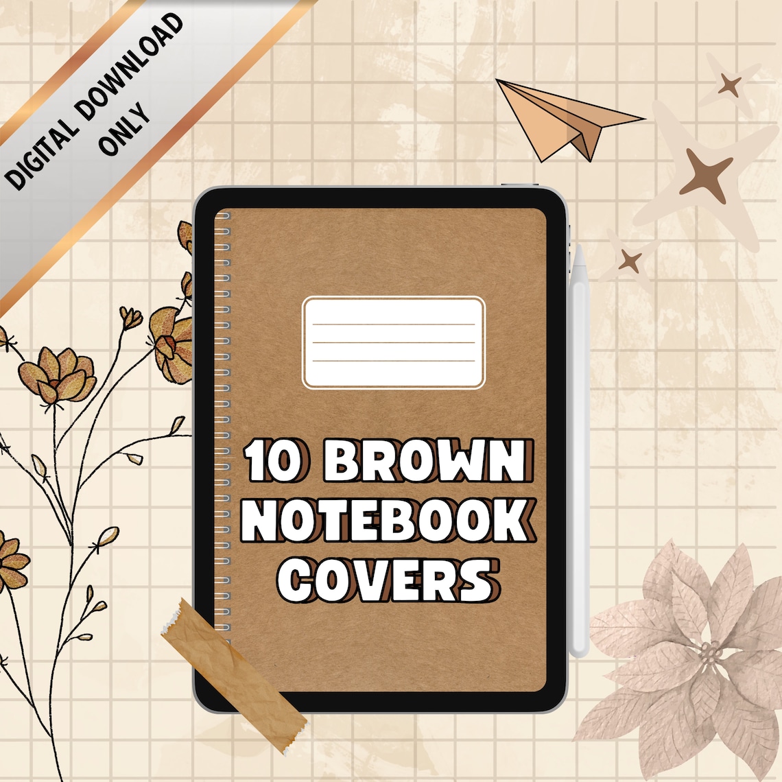 Brown Paper Digital Notebook Covers: Spiral Bound iPad Journal (PDF ...