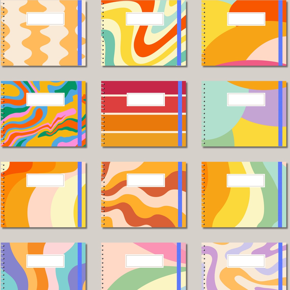 Landscape Spiral Bound Cute Digital Notebook Cover Horizontal Sideway ...