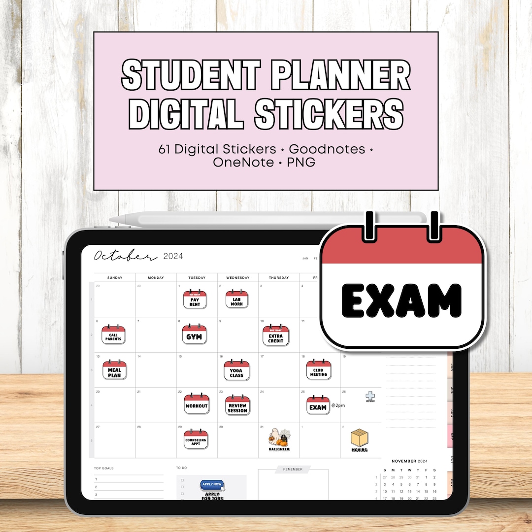 Student Digital Planner Stickers for Goodnotes: Homework, Exams (pre ...