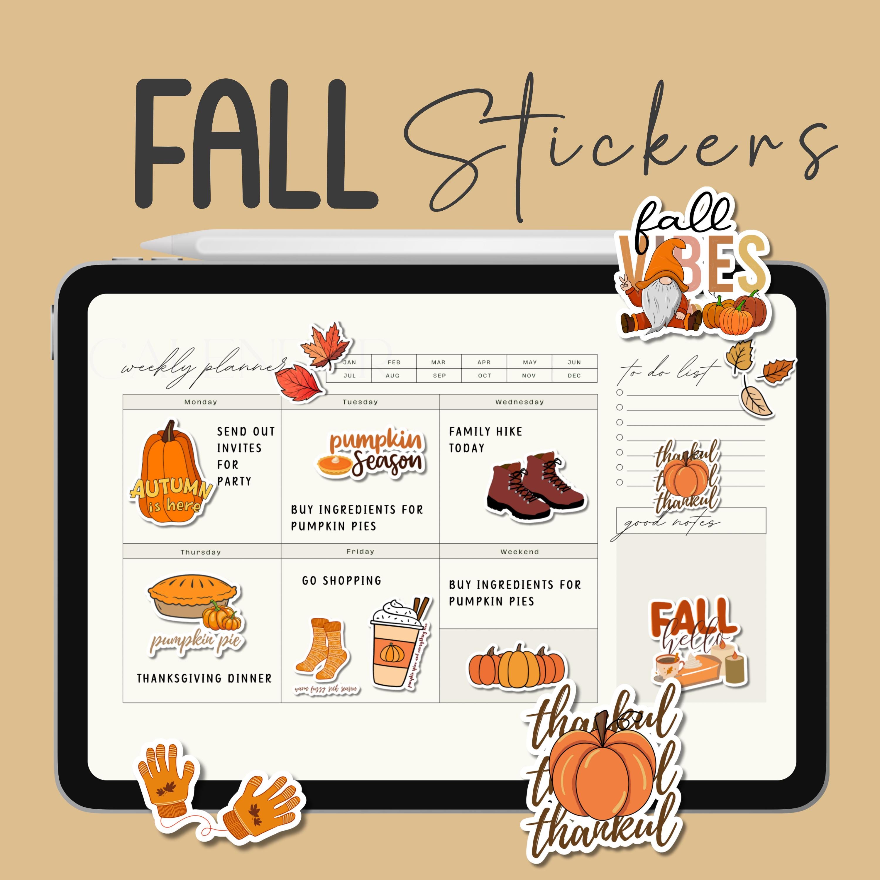 2024 Clipart Fall Digital Stickers for iPad Goodnotes Planner - High ...