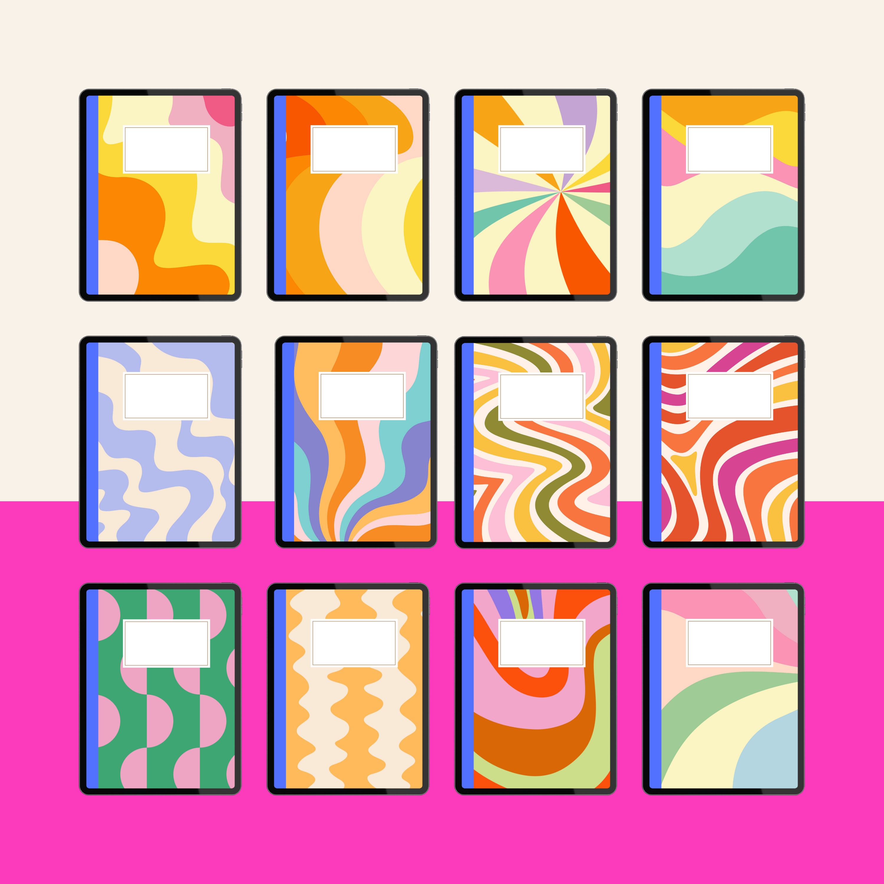 Gradient 70s Aesthetic Retro Cute Digital Notebook Cover Groovy Digital ...