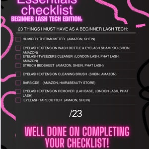 Beginner Lash Tech Checklist! - Etsy